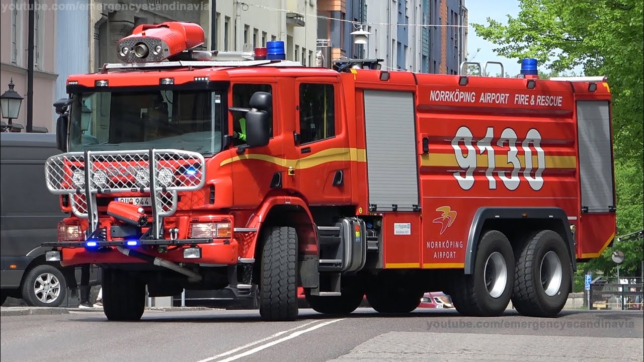 Airport crash tender Norrköping Scania P490 6x6 [SE | 5.2022] - YouTube