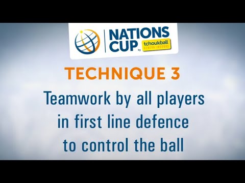 Tchoukball Technique 3 - Teamwork by all players in first line defence ...