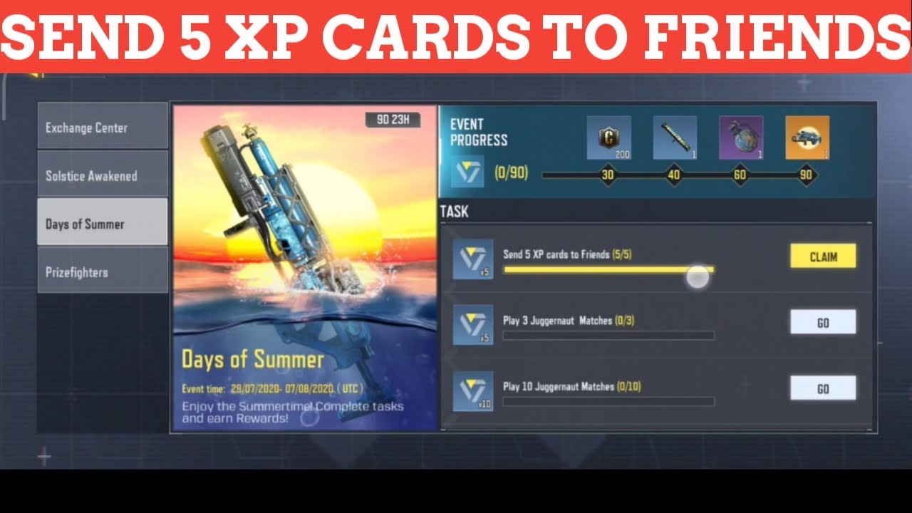 SEND 5 XP CARDS TO FRIENDS DAYS OF SUMMER CALL OF DUTY MOBILE COD ...