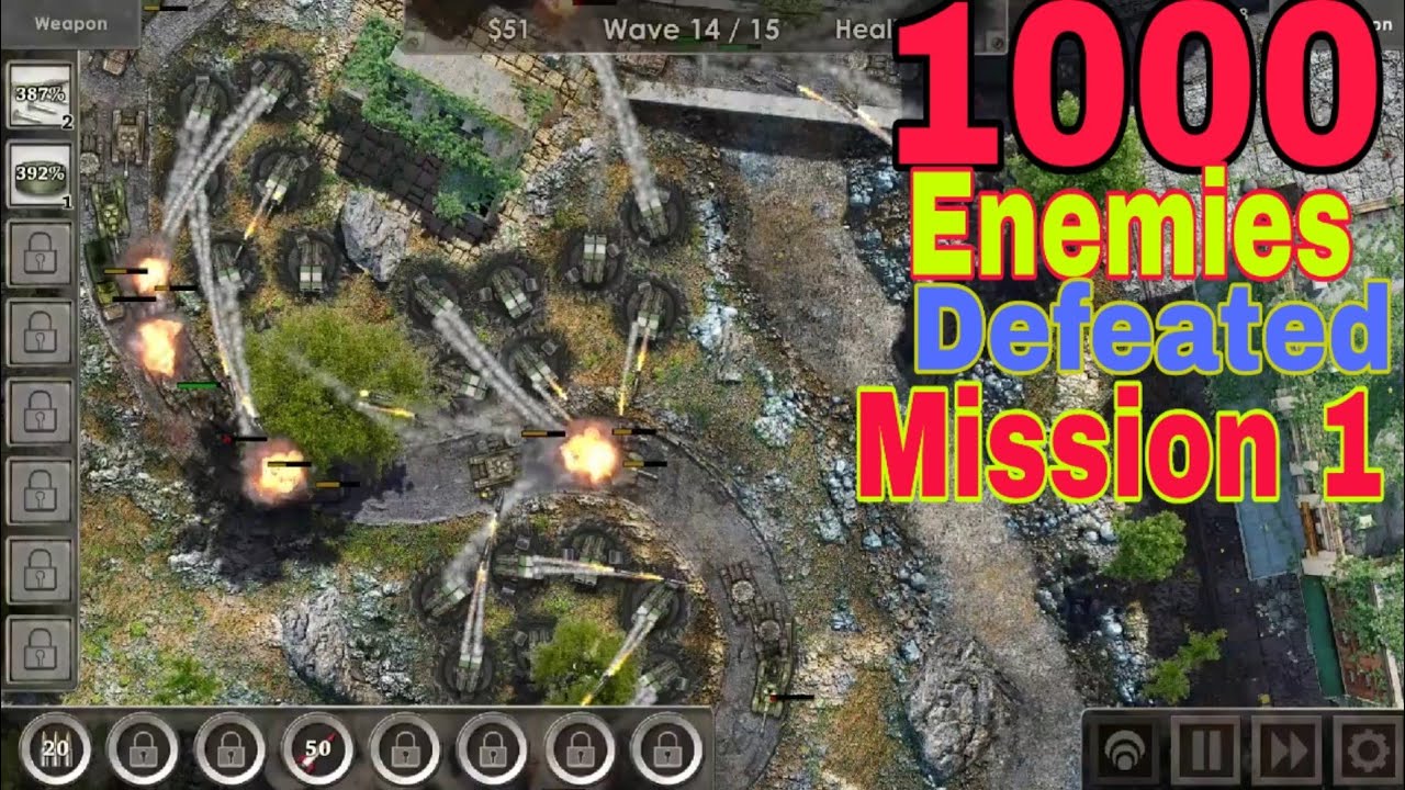 Top 10 defences Game |Defence Zone 3 HD| [Mission 1] 1000 Enemies ...