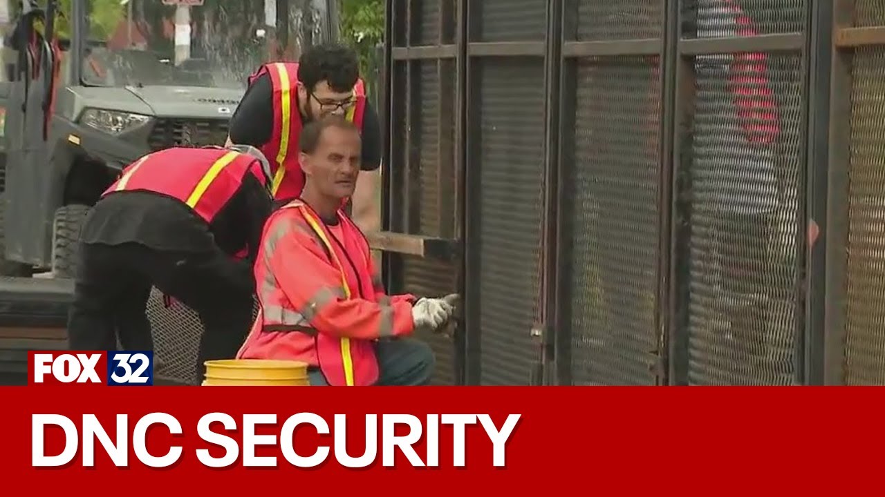 More security perimeters go up ahead of the Chicago DNC - YouTube
