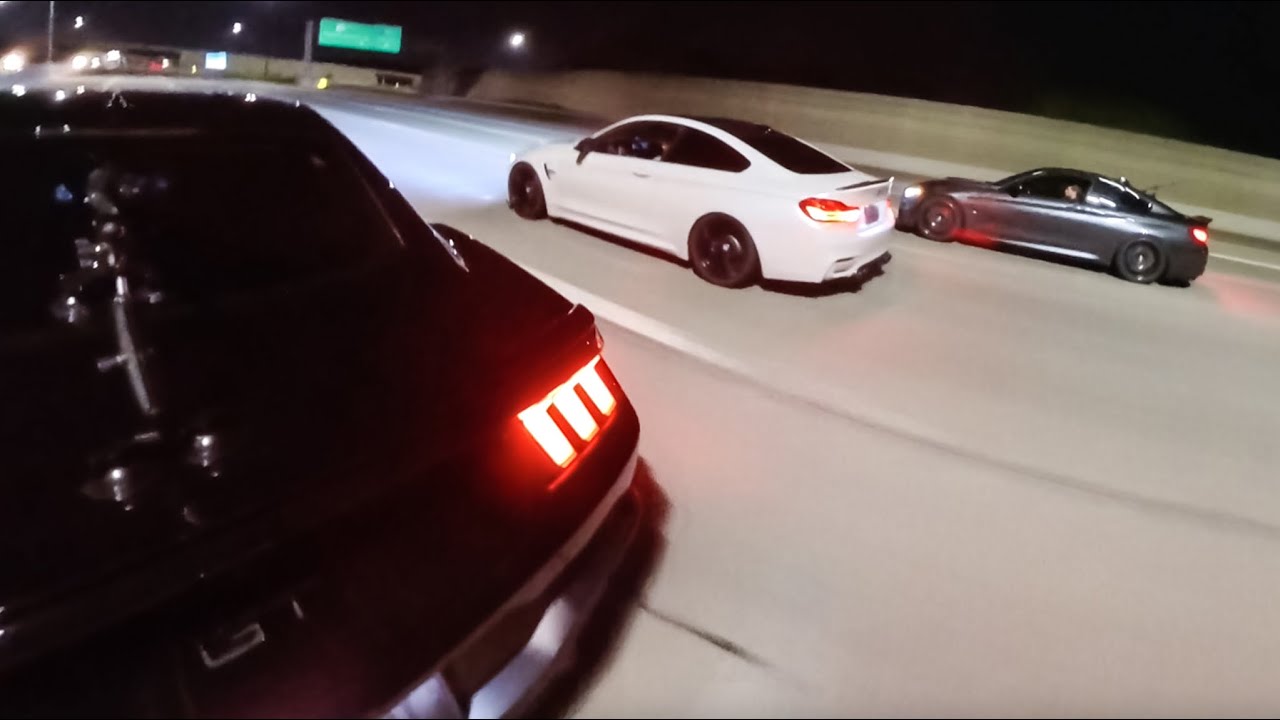 Two BMW M4s GANG UP on My 2024 Mustang GT!! - YouTube