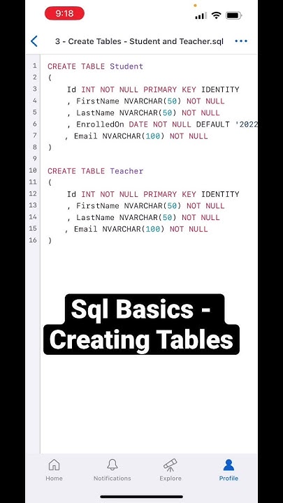 How To Create Tables In A Sql Database Sqltutorial Learnsql Youtube