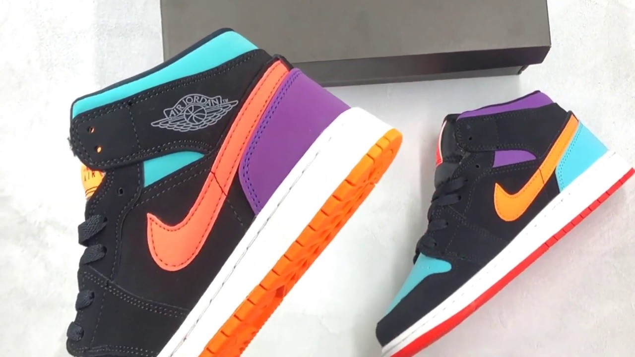 Jordan 1 Mid GS Multi Color Review - YouTube