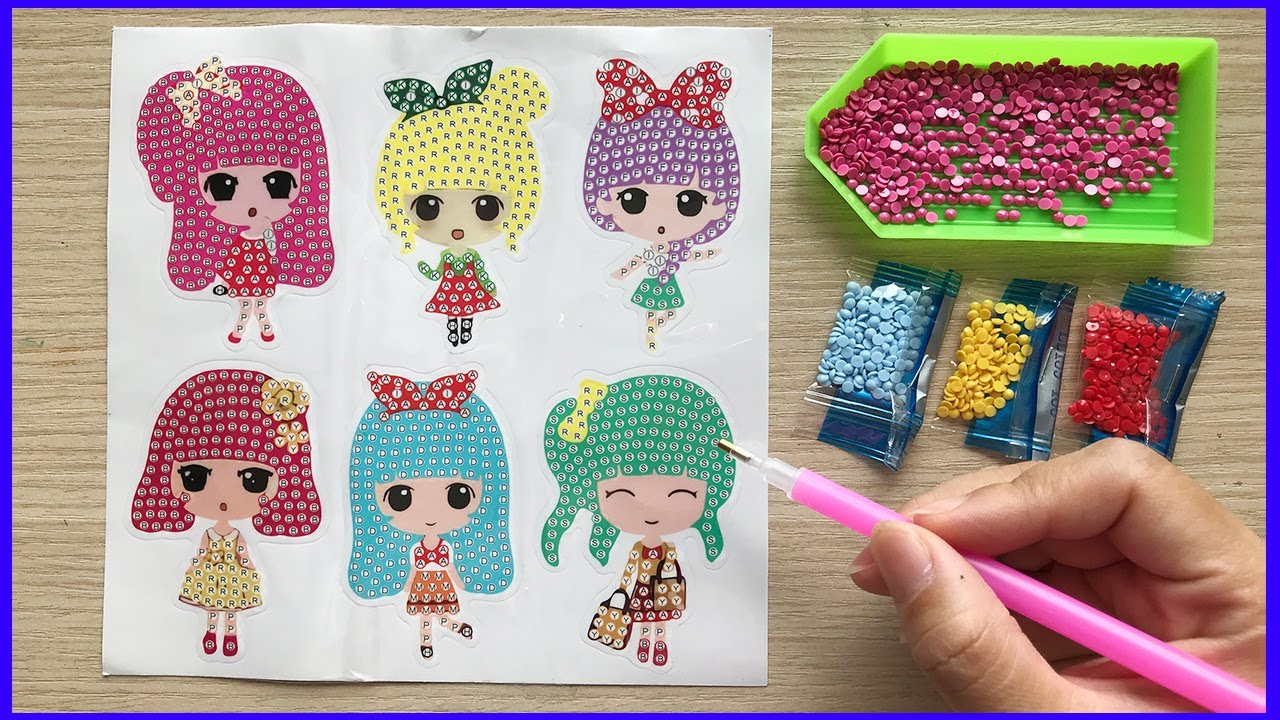 Làm sticker đính đá búp bê chibi hàn quốc -DIY Doll stickers with ...