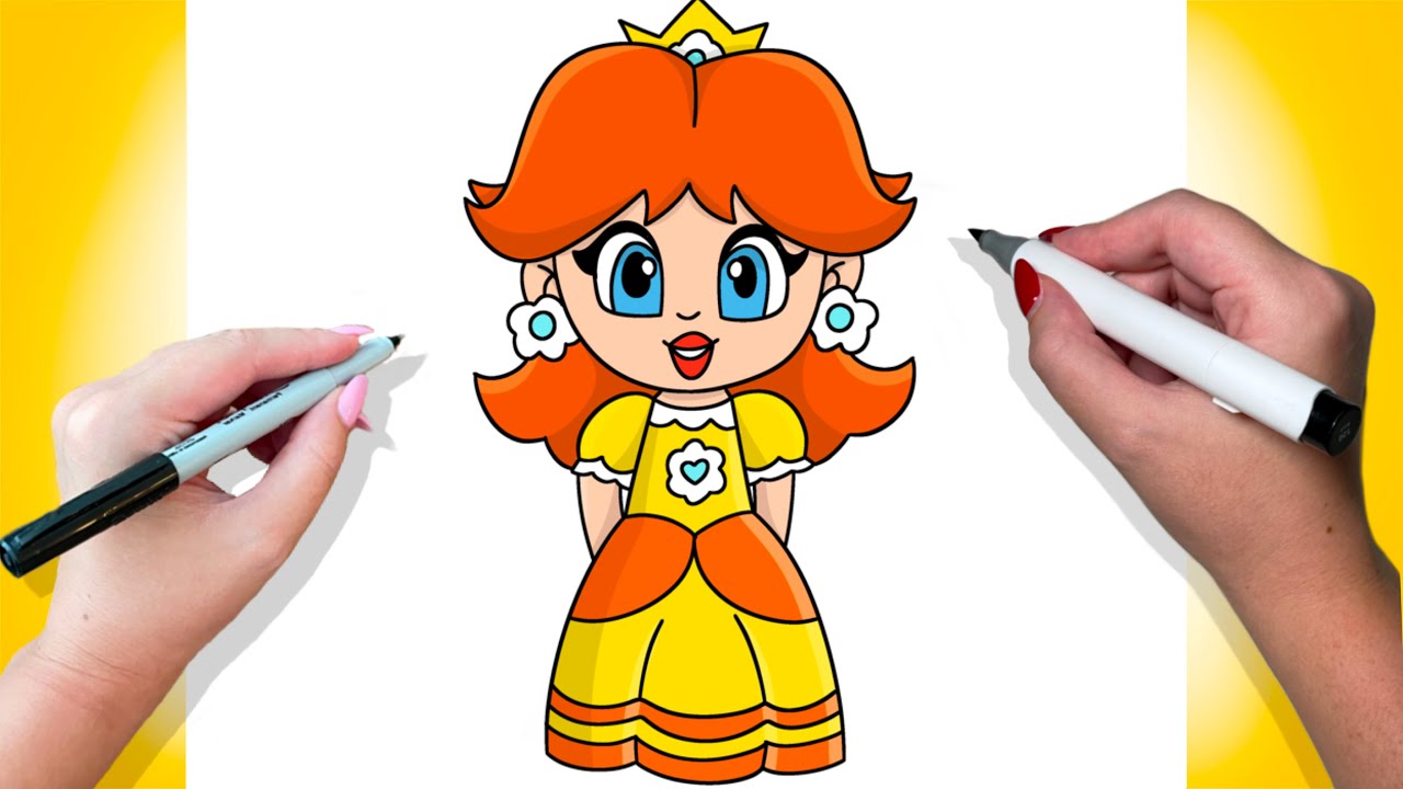 How To Draw Princess Daisy | Mario | Tutorial Easy - YouTube