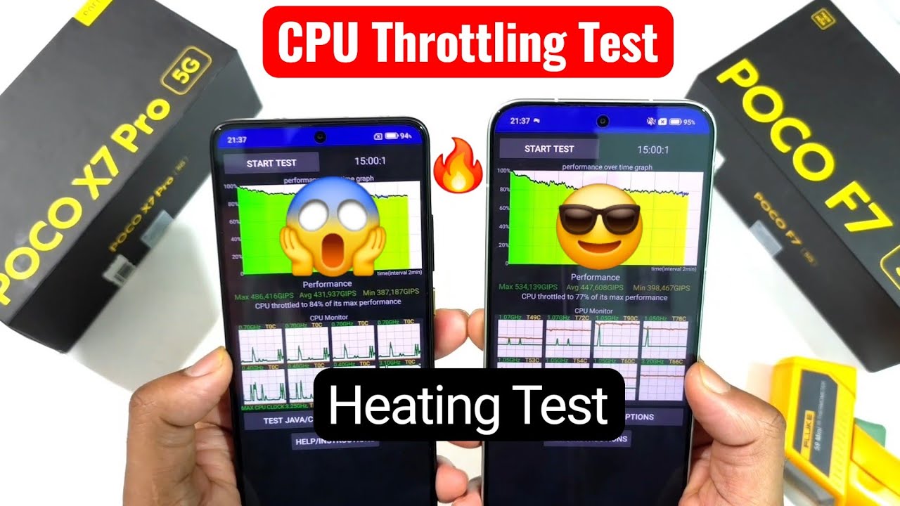 POCO F7 vs POCO X7 Pro CPU Throttling Test 🚀🚀🔥🔥🔥🔥 #pocof7 #pocox7pro ...