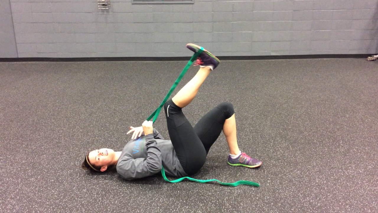 Strap Assisted Supine Hamstring Stretch - YouTube