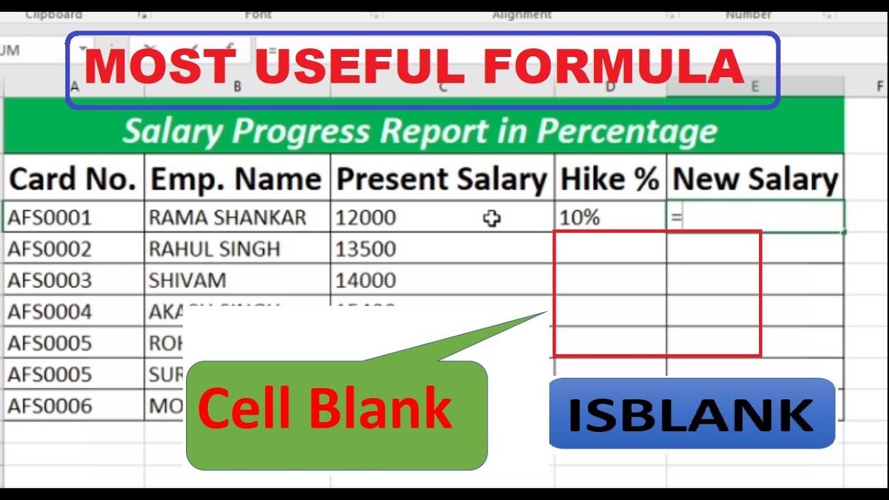 Salary Progress Report In Excel Cell Blank Formula In Excel Salary Progress Report In Excel Cell Blank Formula In Excel