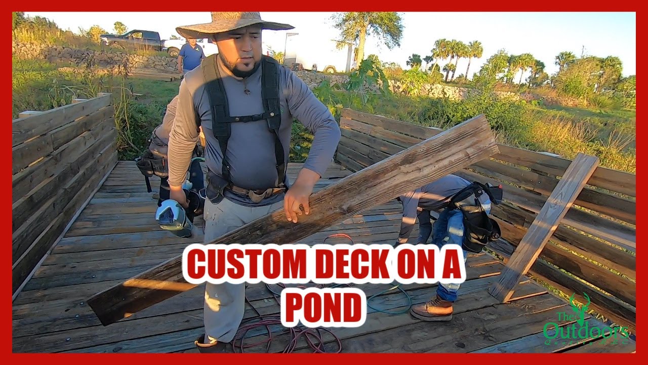 Building A Wood Deck On A Pond - YouTube