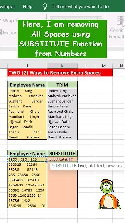 Remove Spaces with TRIM and SUBSTITUTE Function | Clean Messy Data in ...
