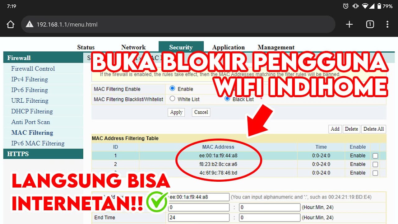 Cara Buka Blokir Pengguna WiFi IndiHome || Fiberhome HG6243C - YouTube