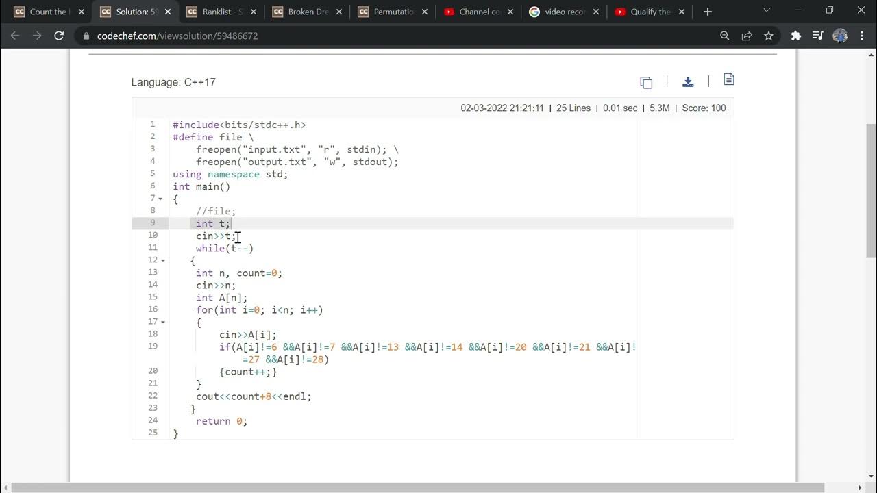 Count the Holidays CodeChef solution - YouTube