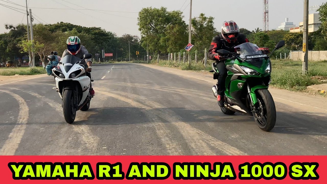 Yamaha R1 and Kawasaki ninja 1000sx riding shots 🤩😍 - YouTube