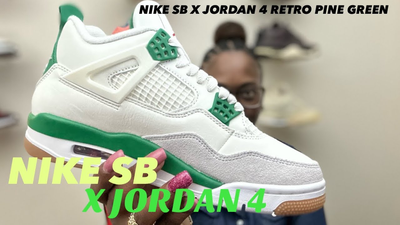 Nike SB x Jordan 4 Retro Pine Green |REVIEW + ON FEET| - YouTube