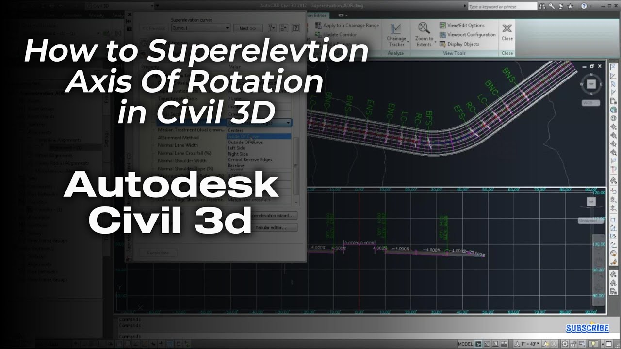 how to Superelevation Axis of Rotation in civil 3d #autocadcivil3d # ...