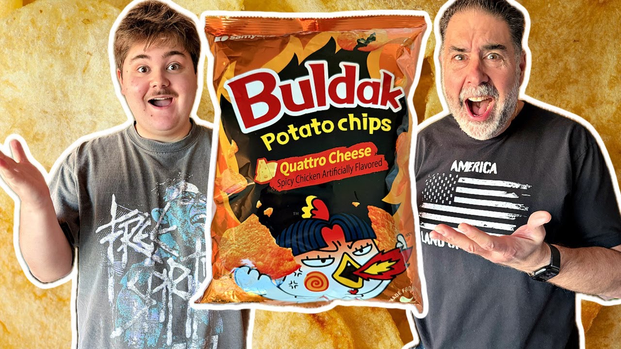 🔥 We Tried Buldak Quattro Cheese Potato Chips in Las Vegas! + Mr. Pibb ...