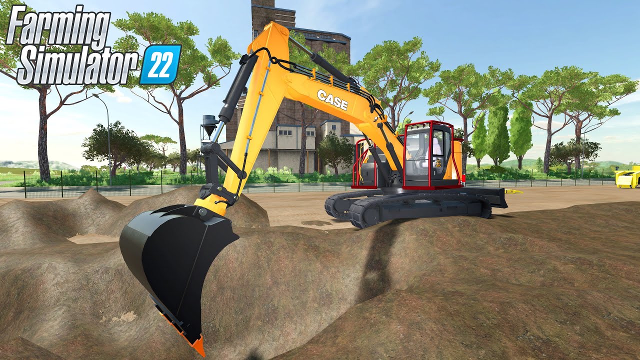 Farming Simulator 22 - CASE CX-245 SR Excavator Digs Dirt From A Trench ...