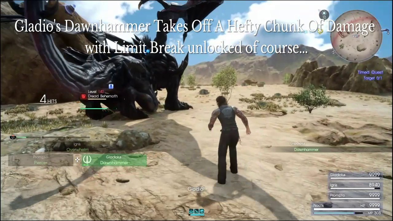 FINAL FANTASY XV|TIMED QUEST #3: Dread Behemoth Level 140 Defeated ...