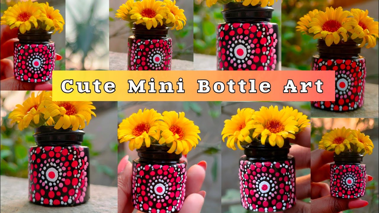 Mini bottle art🎨🖌️| Painting on acrylic bottle | DIY bottle art ...
