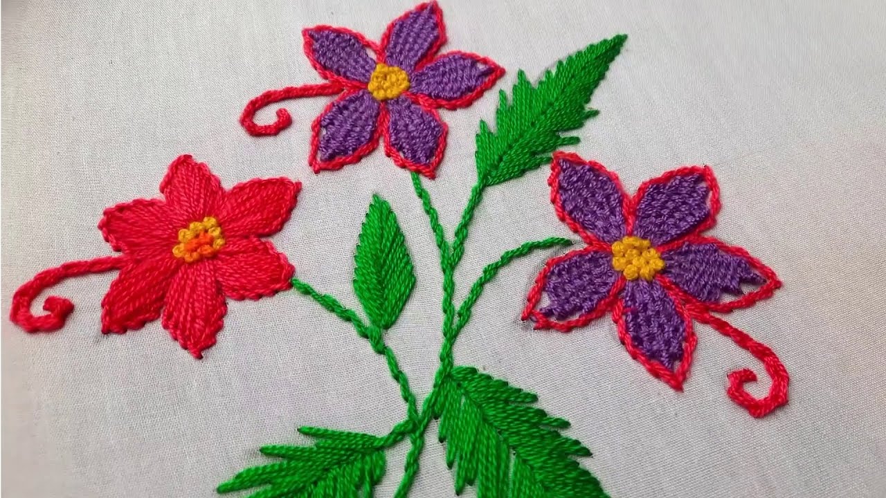 Hand Embroidery Flower Design | Stitch and Flower - YouTube