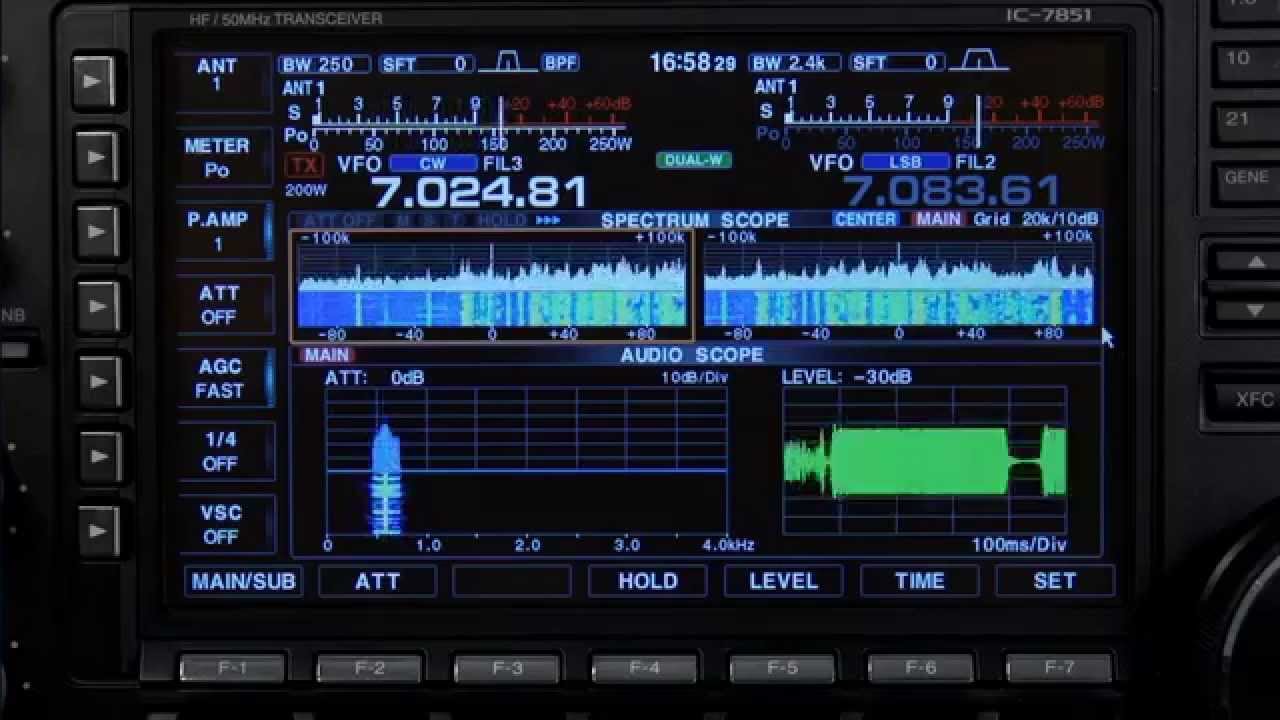 Icom IC 7851 Audio Scope Operation - YouTube