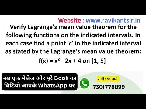 Verify Lagrange's mean value theorem for the following functions on the indi f(x) = x²-2x+4 on ...