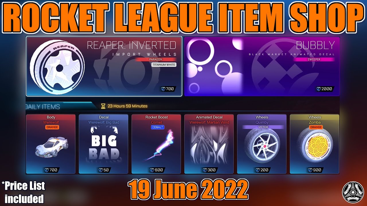 ROCKET LEAGUE ITEM SHOP | JUNE-19-2022 | TW REAPER INVERTED - YouTube