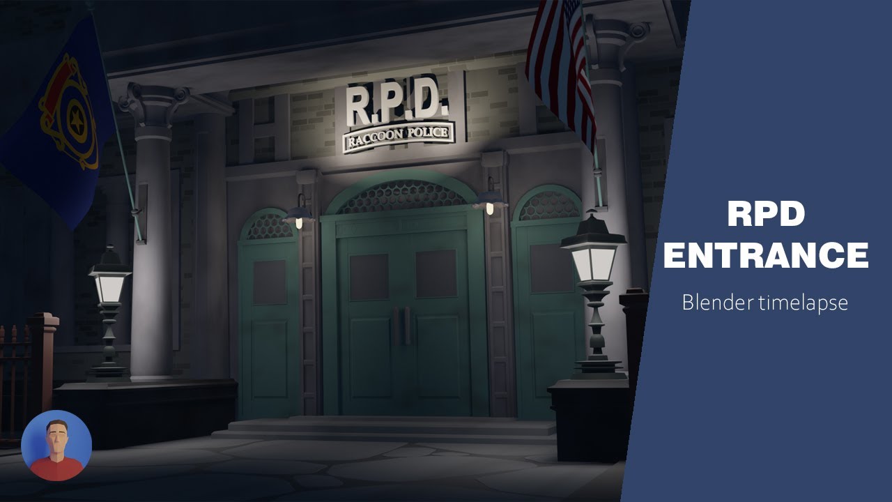 RPD Front Entrance (Resident Evil 2) - Blender 2.9 stylised model time ...