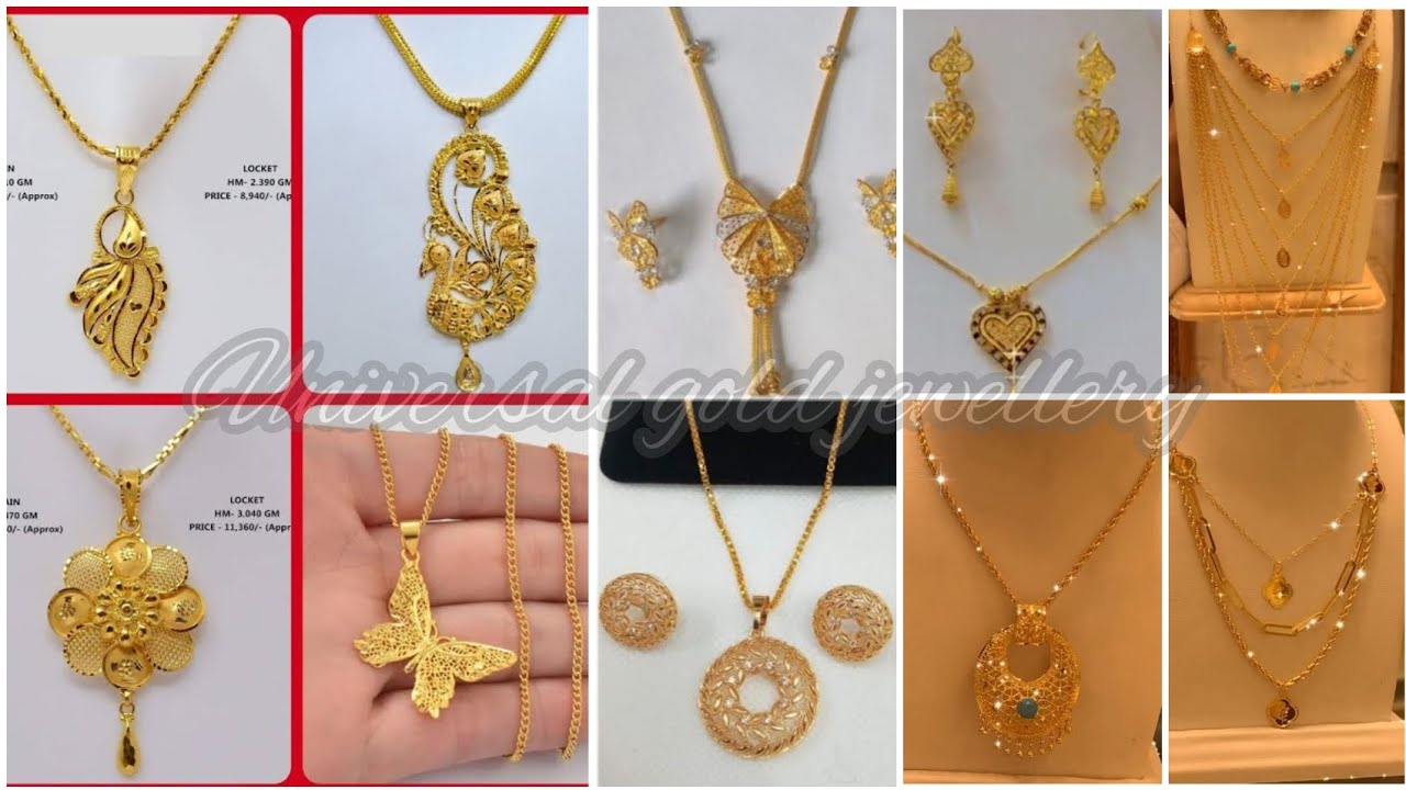 New Gold locket set designs| Gold pendant design| Heavy & light weight ...