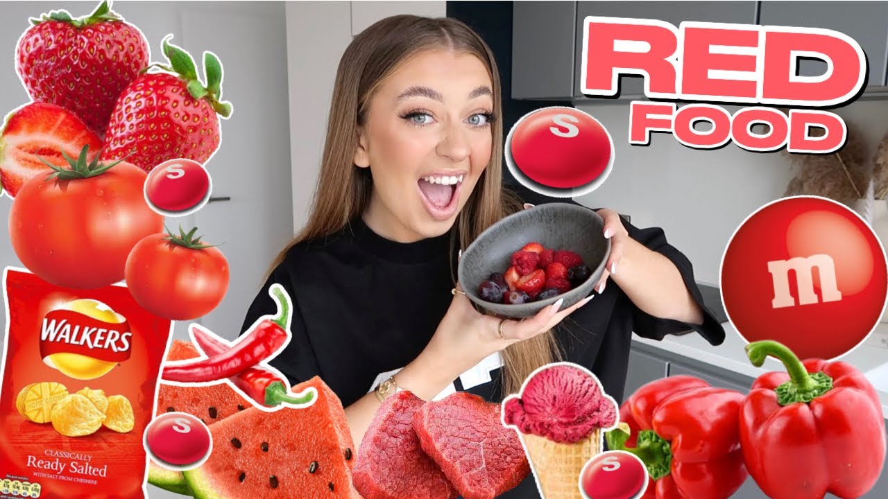 ONLY Eating RED FOOD for 24 HOURS!! - YouTube