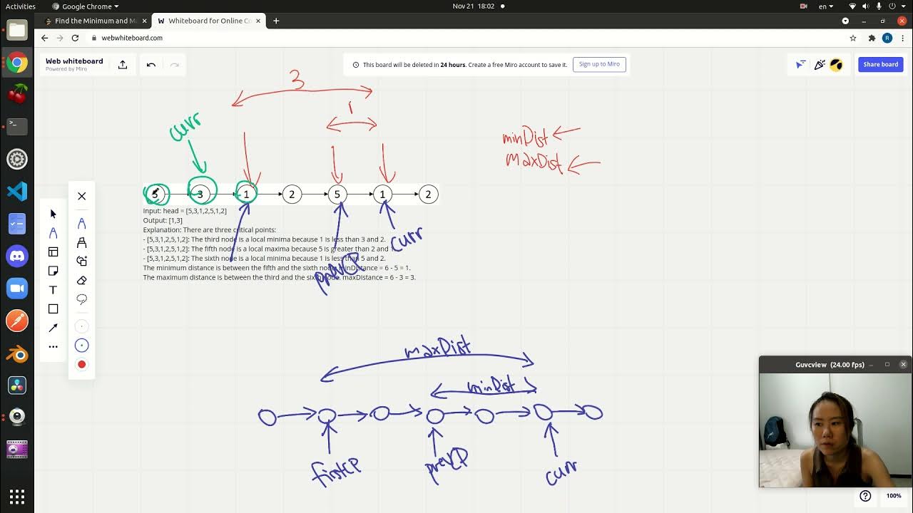 LeetCode 2058 Find the Minimum and Maximum Number of Nodes Between Critical Points - Python ...