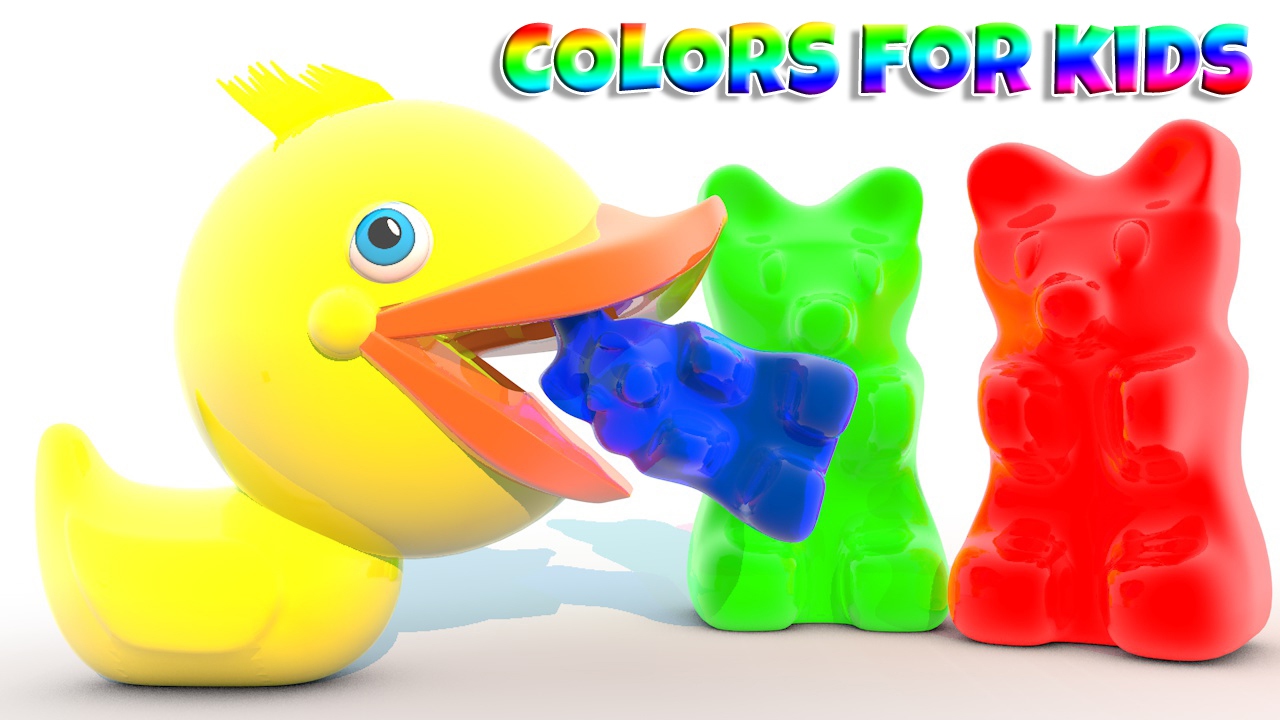 Learn Colors and Shapes with 3D Pacman Duck and Gummy Bear - Colors for ...