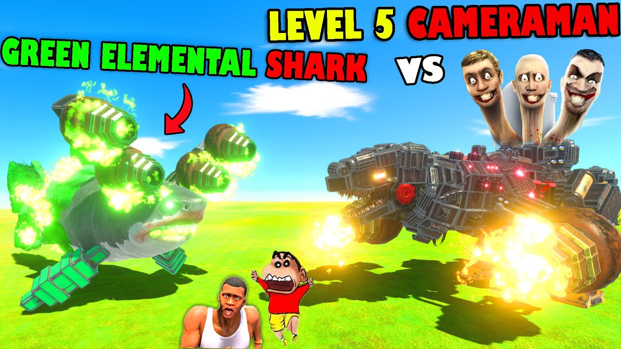 GREEN ELEMENTAL SHARK vs CAMERAMAN LEVEL 5 UNIT in Animal Revolt Battle ...