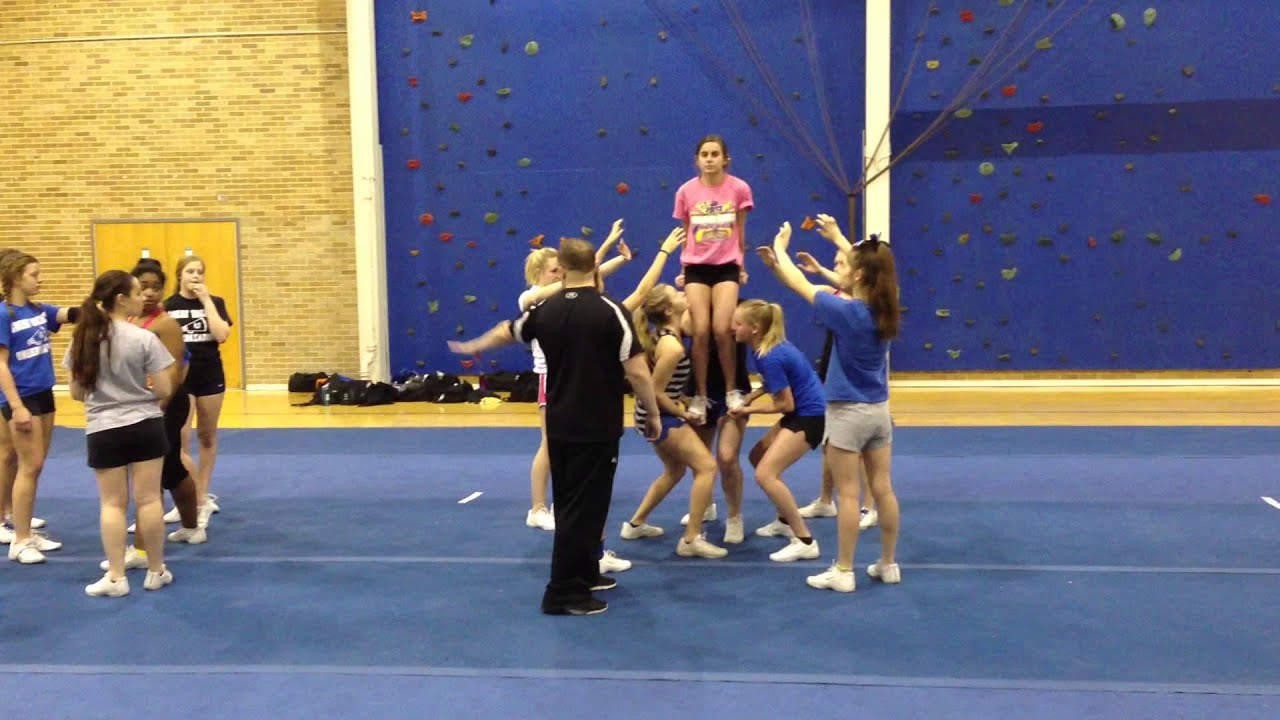 GVHS Cheer - Front Flip Dismount - YouTube