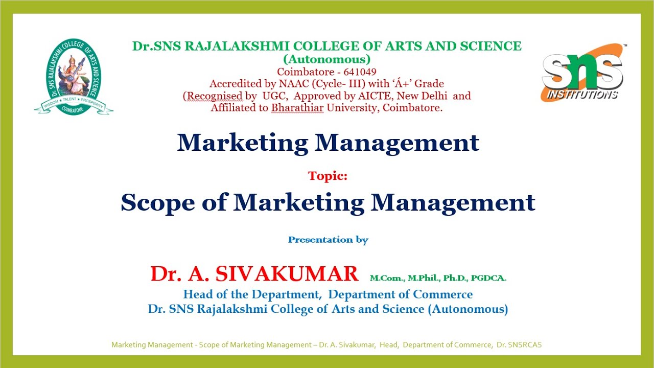 Scope of Marketing Management || English - YouTube