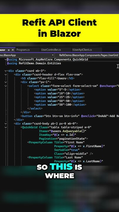 Effortless Refit Client Integration in Blazor - #dotnetcore - YouTube
