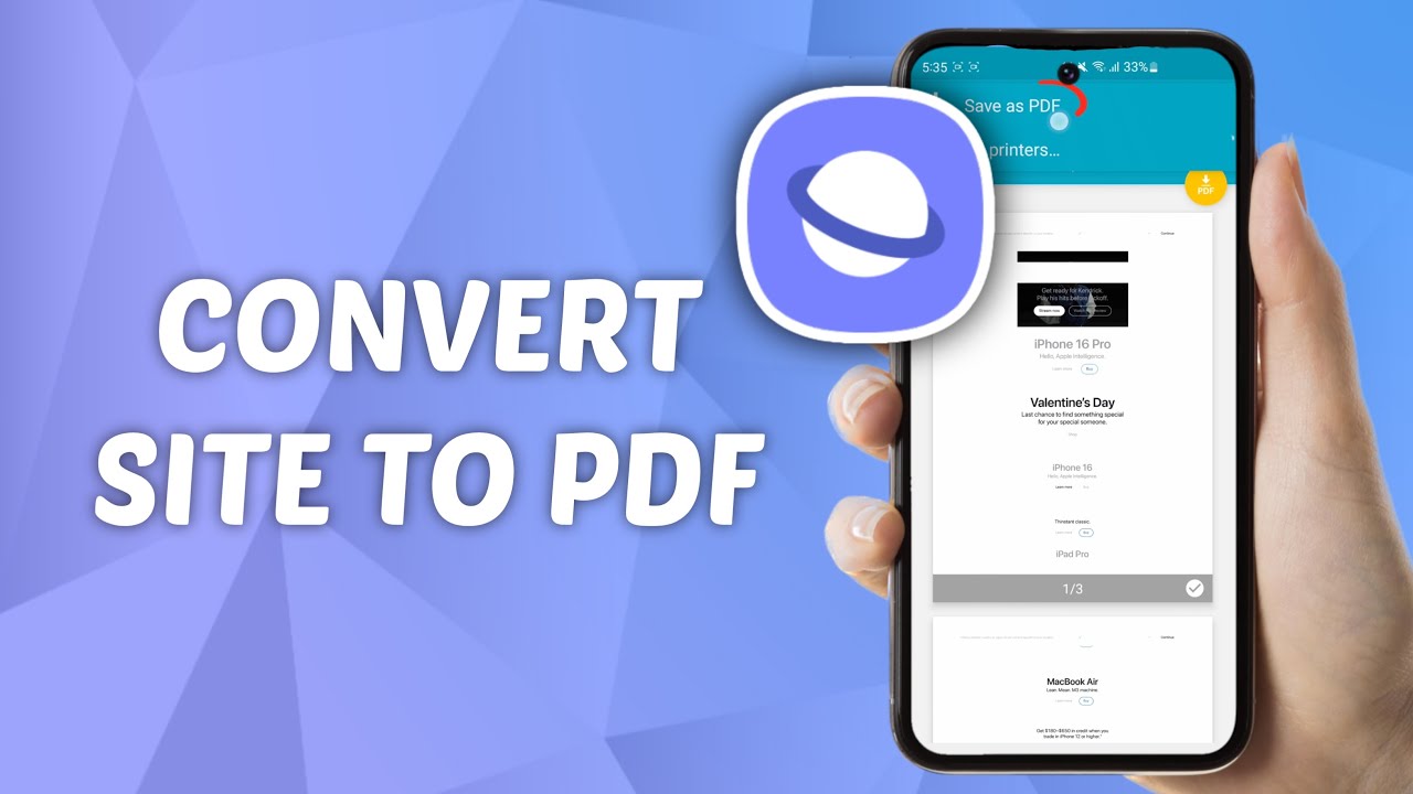 How to Convert Webpage to PDF in Samsung Internet - YouTube