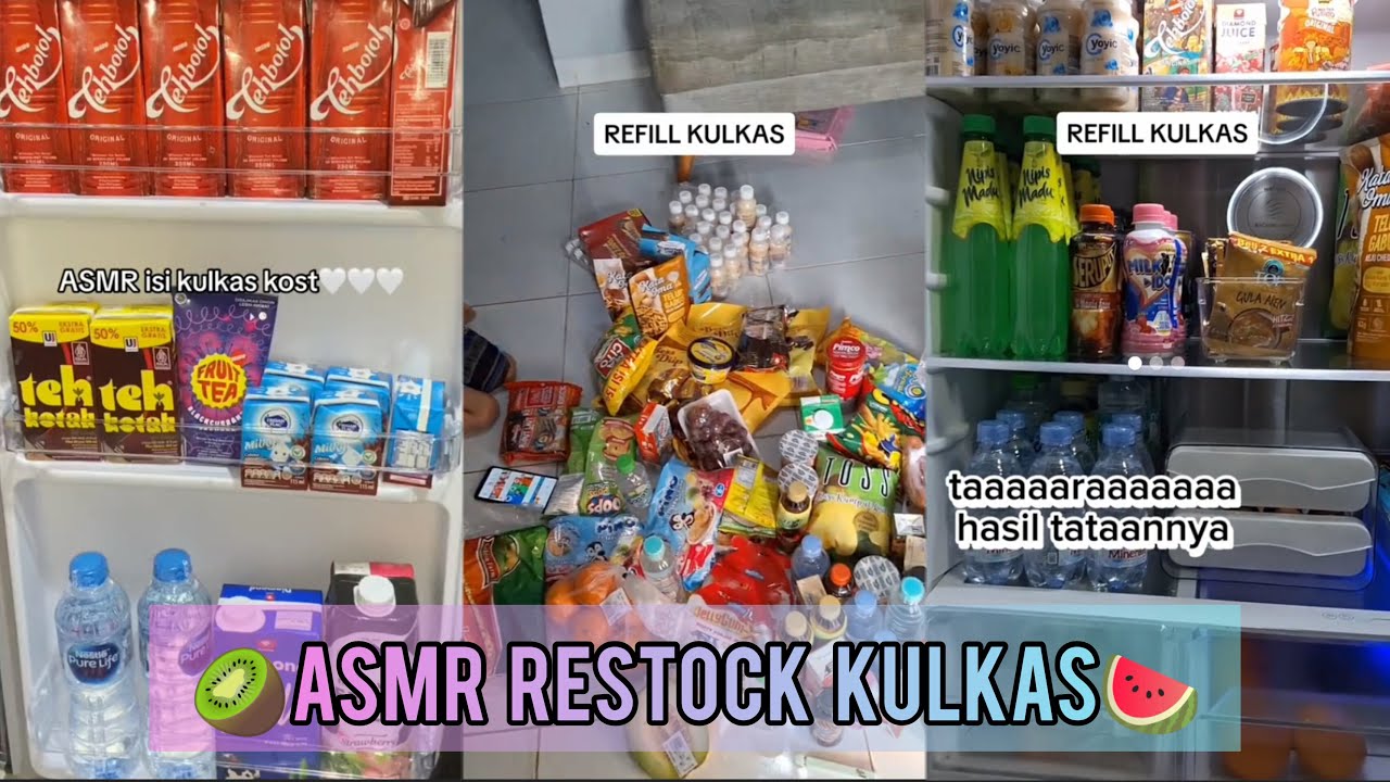 ASMR Restock and Refill Isi Kulkas 🍉🥝// part 59 - YouTube