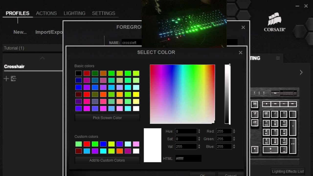 K70 RGB Crosshair Wave settings - YouTube
