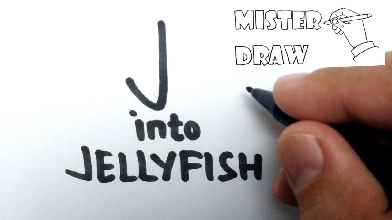 VERY EASY , How to turn letter J into jellyfish cartoon , learn how to ...