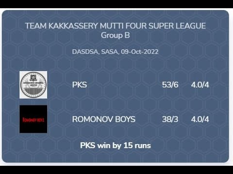 PKS vs ROMONOV BOYS, TEAM KAKKASSERY MUTTI FOUR SUPER LEAGUE MATCHES, 08 Oct 2022