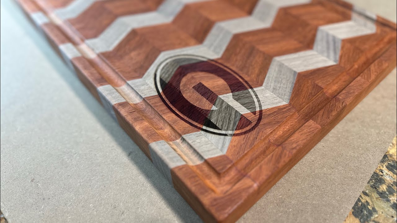 GA Chevron Pattern Cutting Board process! Beefy Cutting Board! - YouTube
