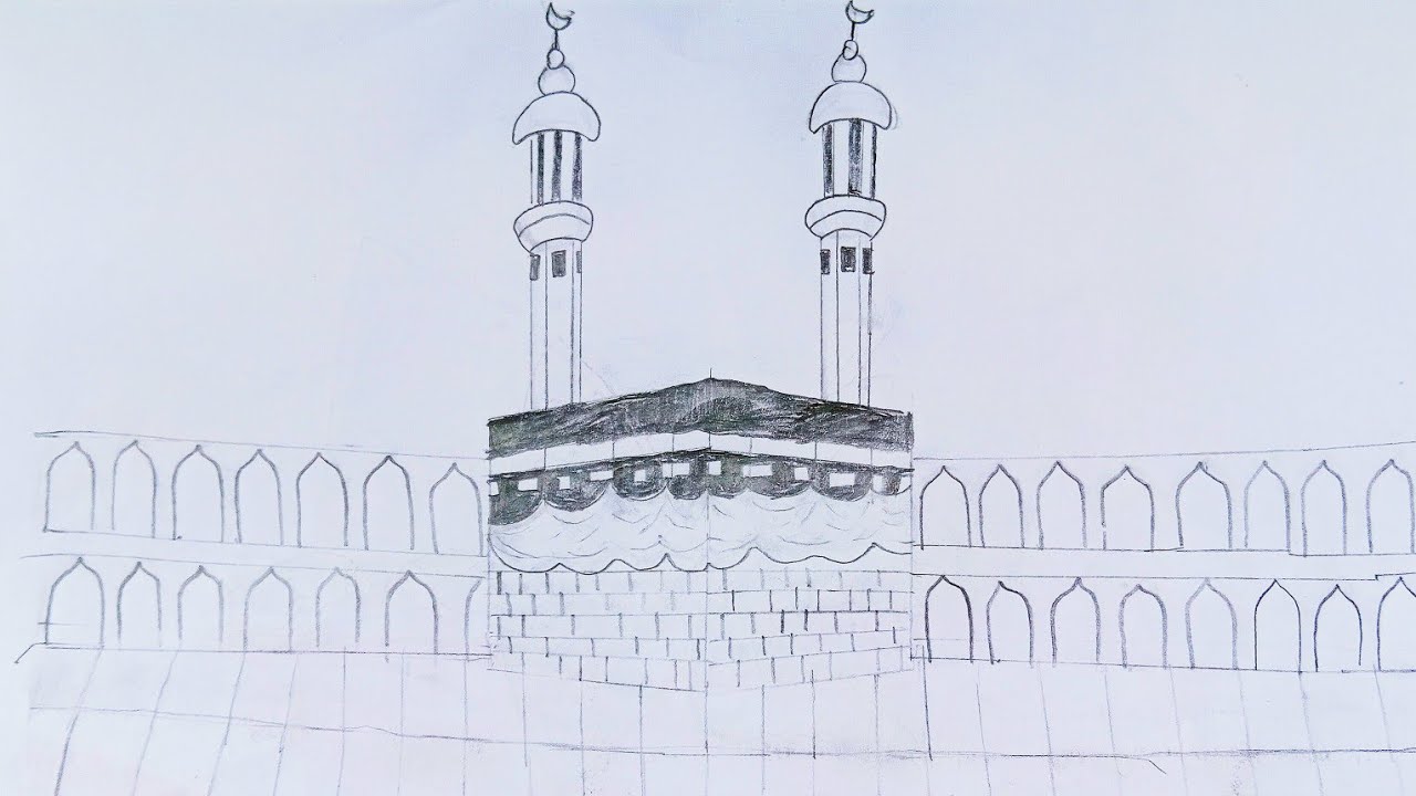 Kaaba drawing tutorial step by step /কাবা ঘরের ছবি আঁকা /draw kaaba ...