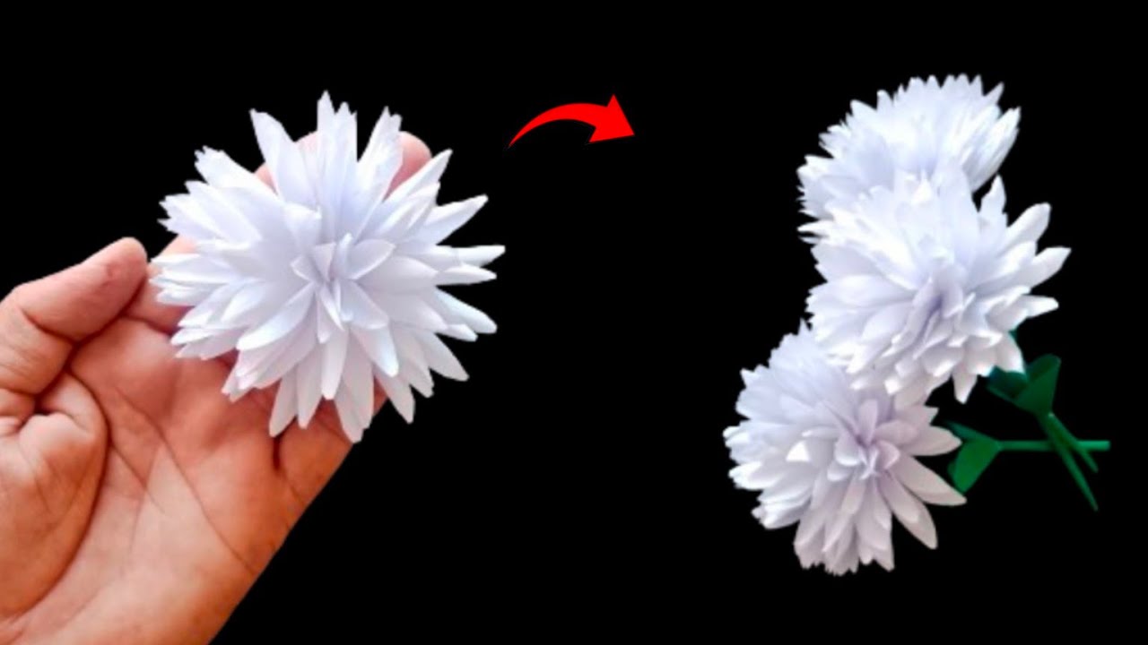 Beautiful White Paper Flowers Making DIY | How to make paper flower for ...