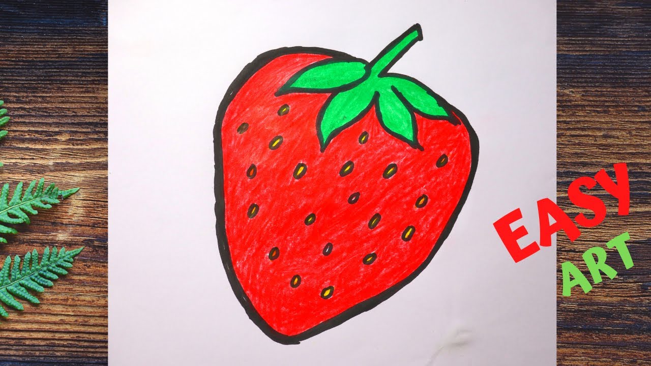How to Draw Strawberry Step by Step || Easy Strawberry Drawing for ...