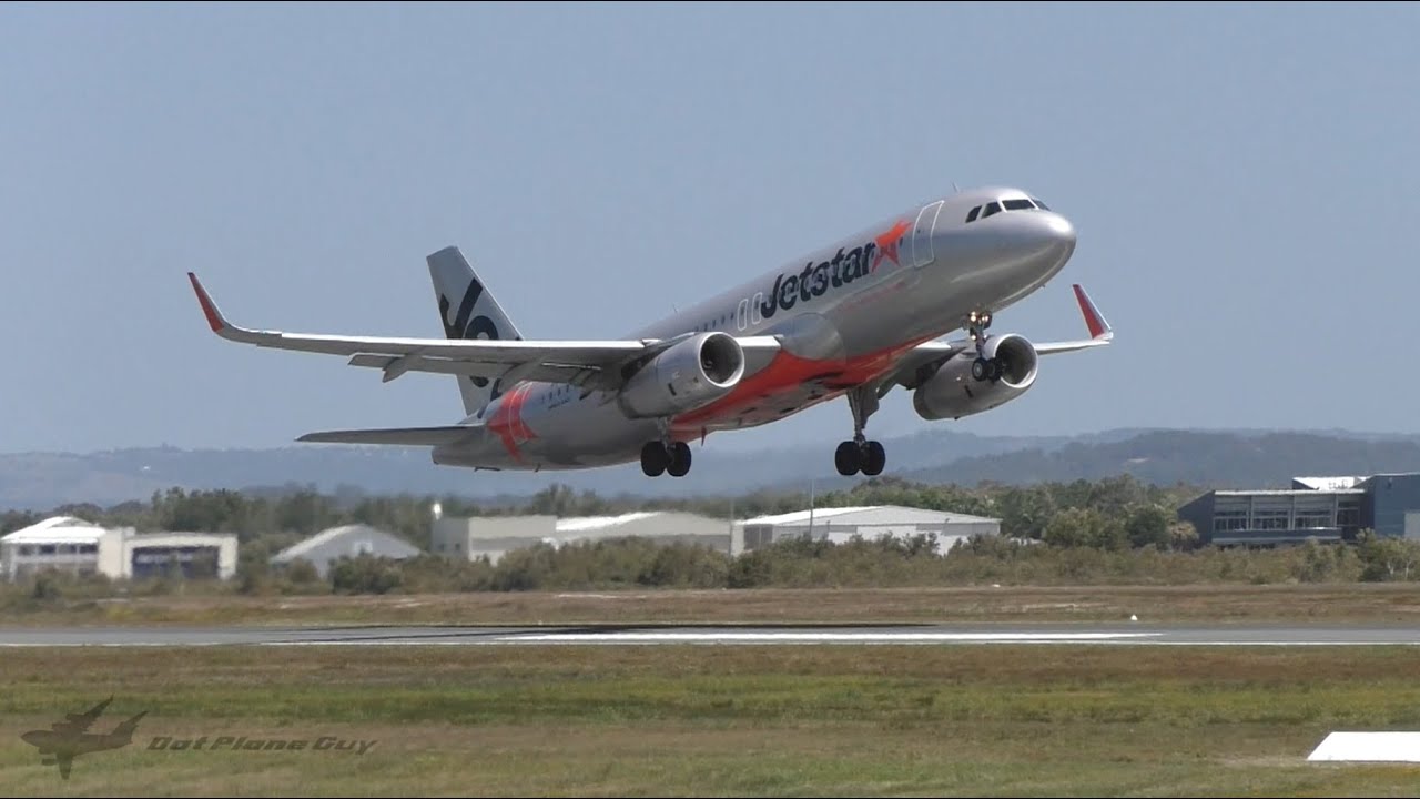 Jetstar A320-232 [VH-VFP] Takeoff at Sunshine Coast Airport - YouTube
