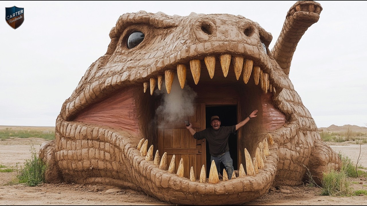 Unbelievable! Man Builds Epic Dinosaur Head House Using Only Mud and ...