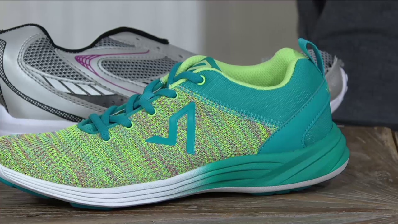Vionic Orthotic Lace-up Flat Knit Sneakers - Adley on QVC - YouTube