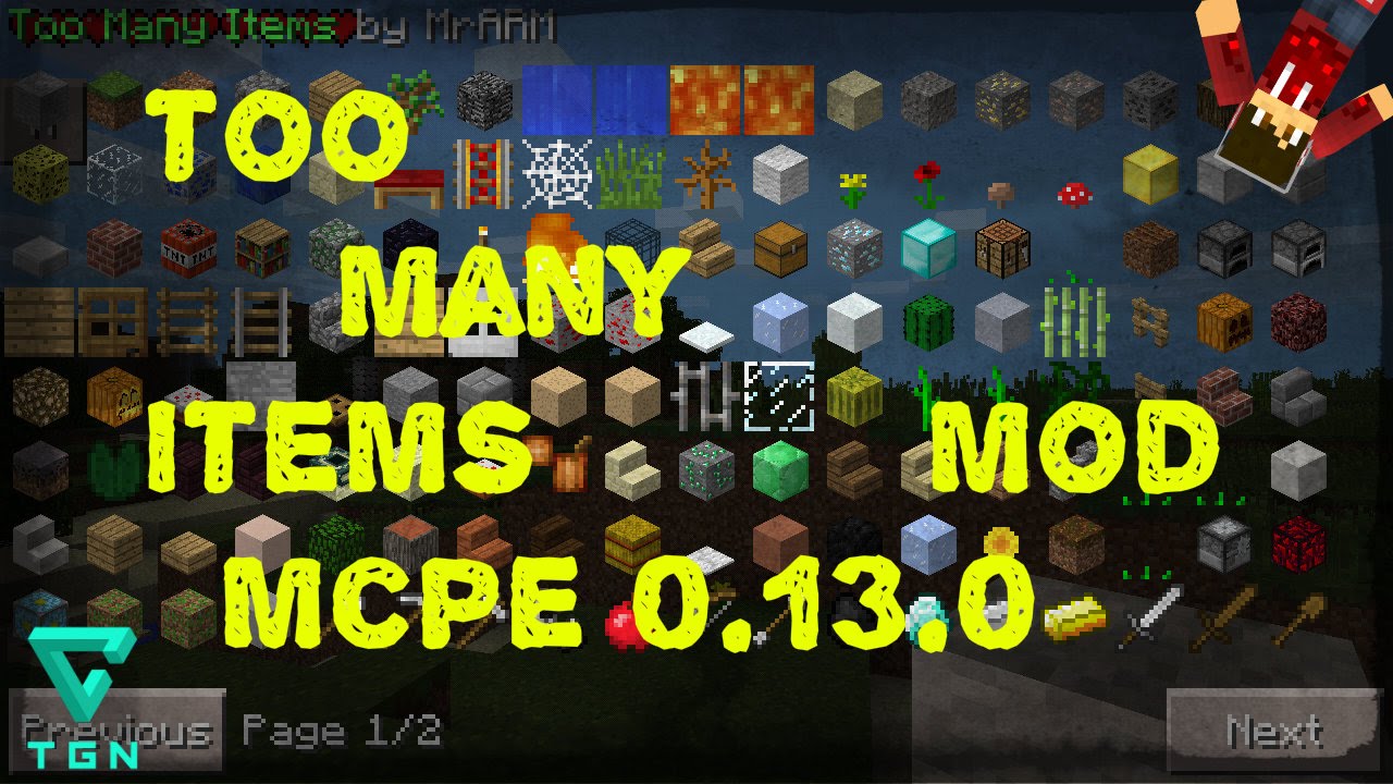 too many items mod °mods para minecraft pe° 0.13.0 - YouTube
